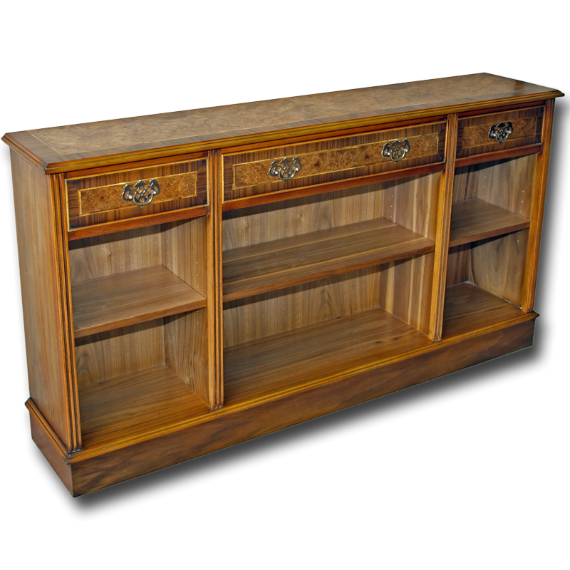 Marshbeck Antique Reproduction 3 Drawer Open Bookcase | Marshbeck