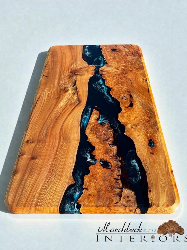 Burr Elm Midnight Sea Dining Table